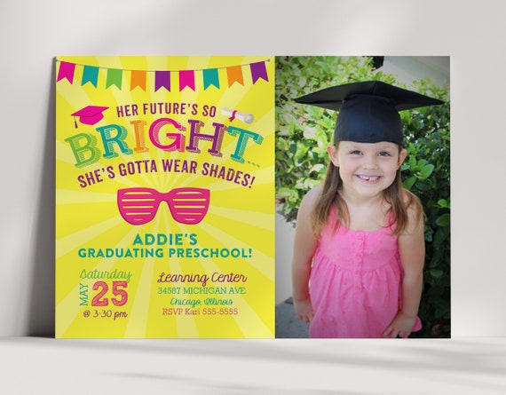 Preschool Graduation Invitation - Girl Kindergarten Graduation - Future ...