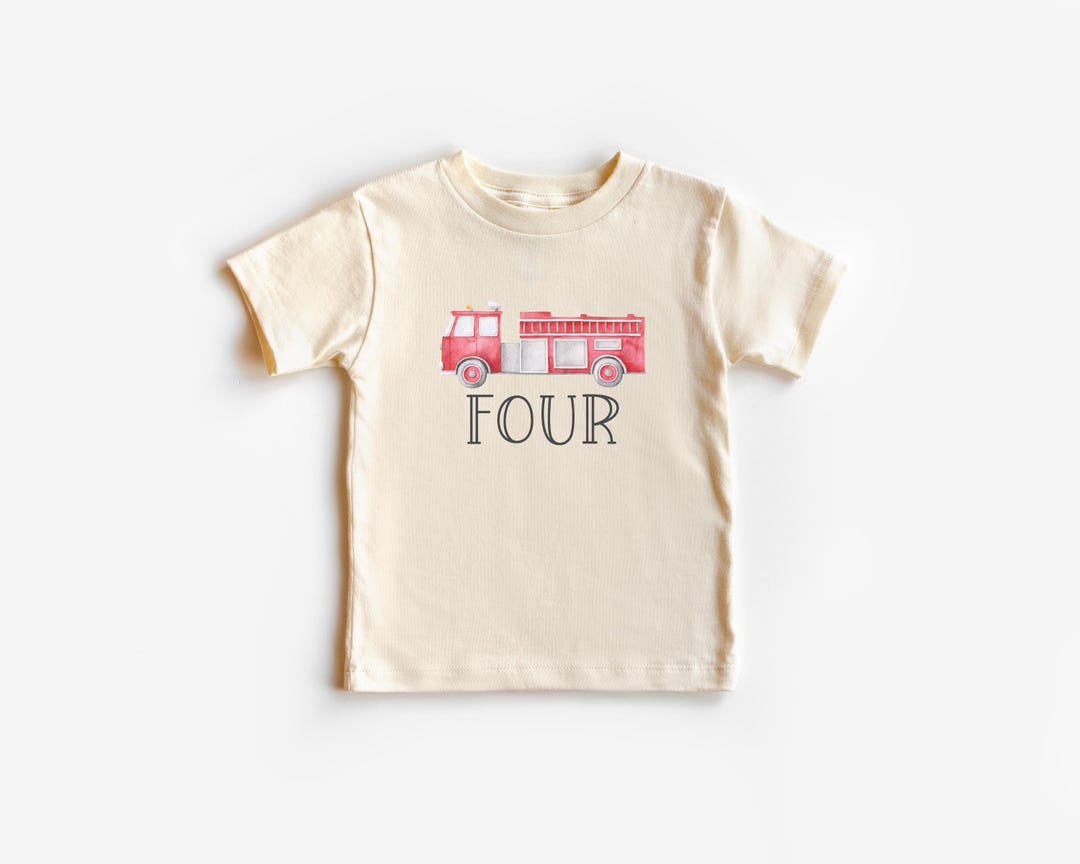 Firetruck 4th Birthday Shirt | Toddler Tee | Boys Fire Engine Top ...