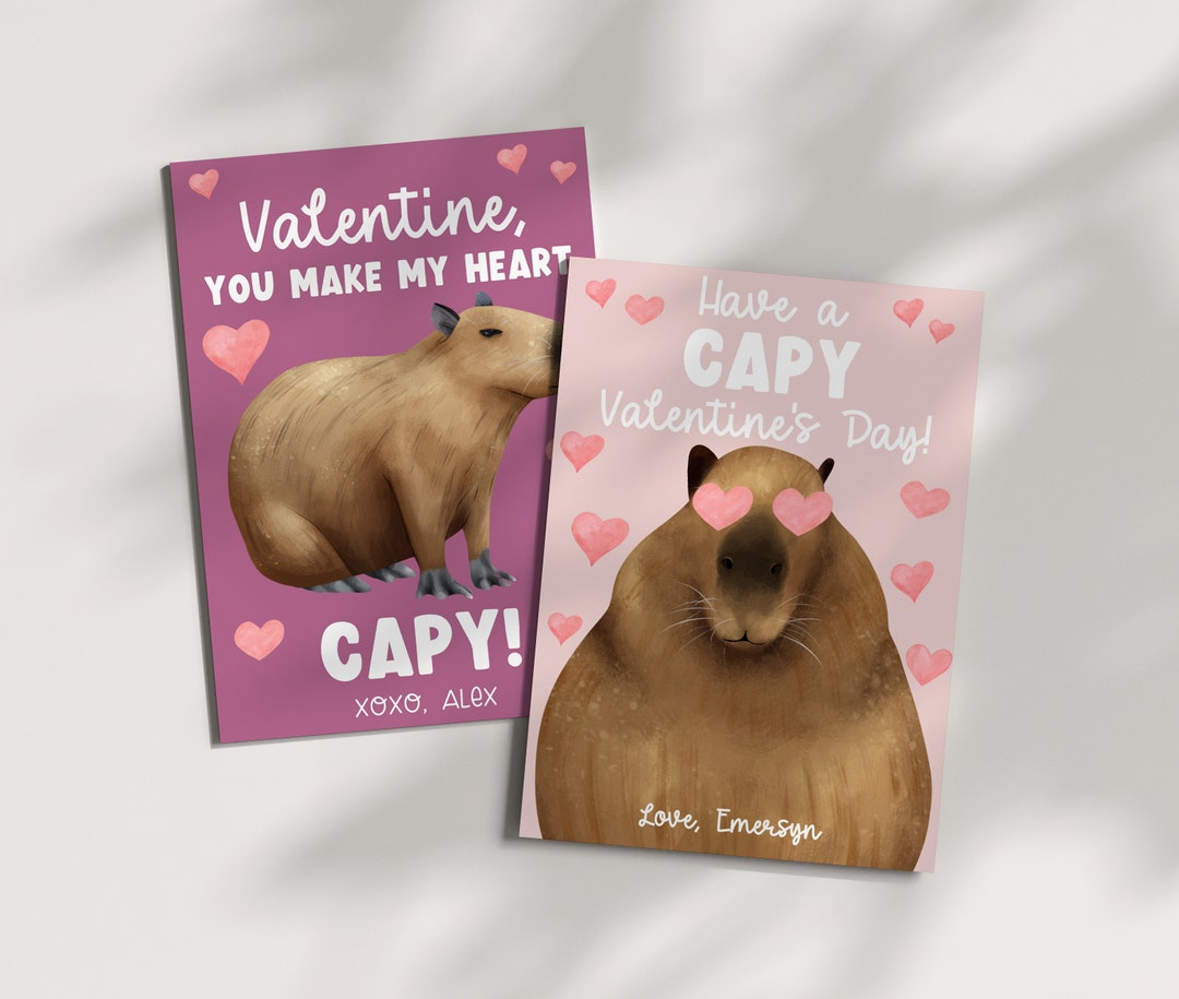 Capybara Valentine - Funny Punny Kids Valentine - Cute Animal - Capy ...