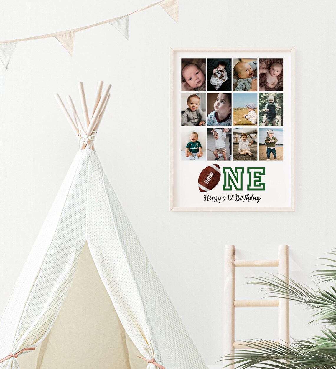 First Down Birthday Photo Board, 12 Month Picture Display, 1st Birthday ...