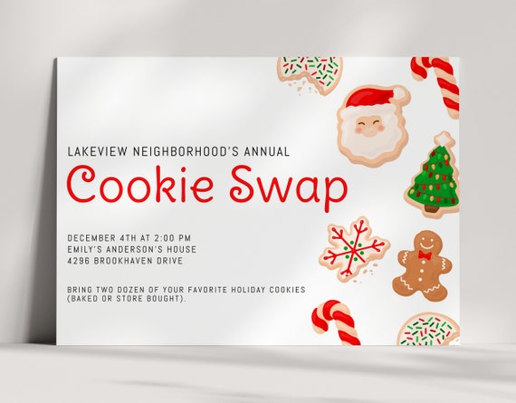 Cookie Swap Invitation, Christmas Cookie Swap Party Invite, Holiday ...