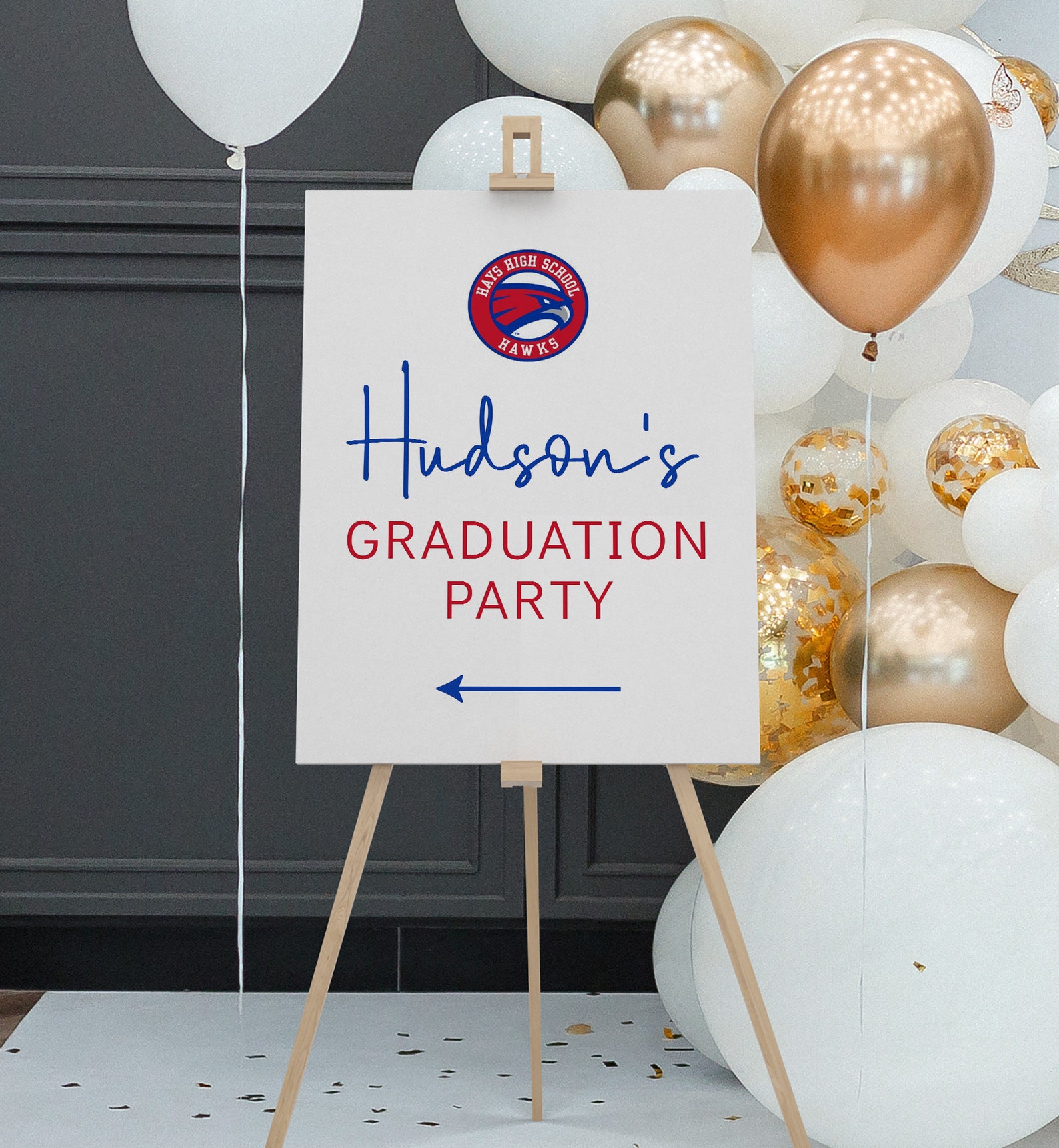 Grad Party Direction Sign, Graduation Party Entrance Sign With Arrow ...