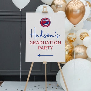 Grad Party Direction Sign, Graduation Party Entrance Sign With Arrow ...