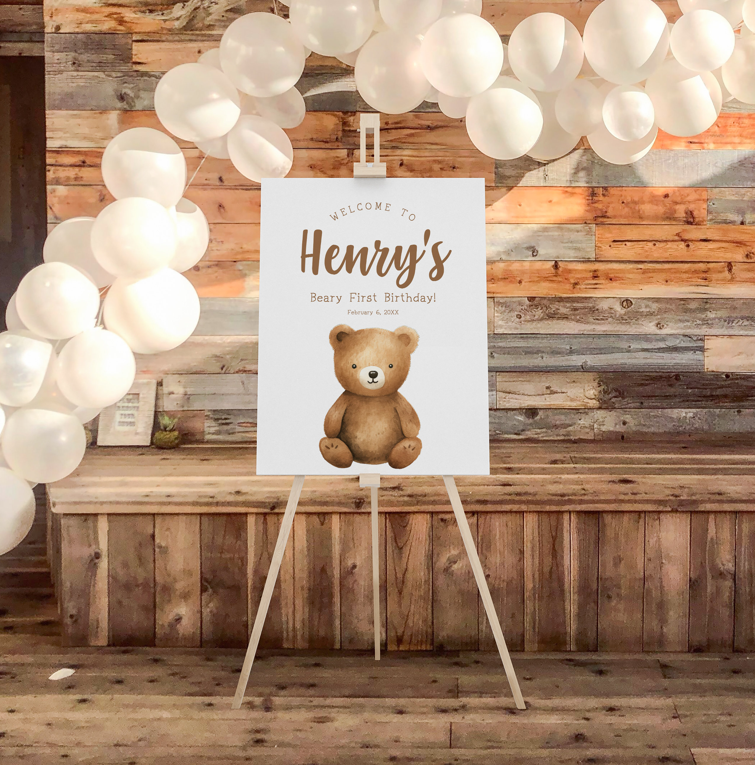 Teddy Bear First Birthday Party Sign - Beary First Birthday - 1st ...