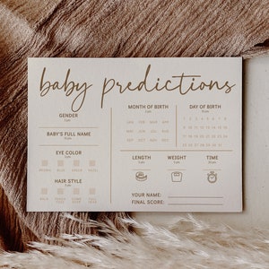 Baby Predictions Game - Contest - Gender Reveal Games - Boho Baby ...