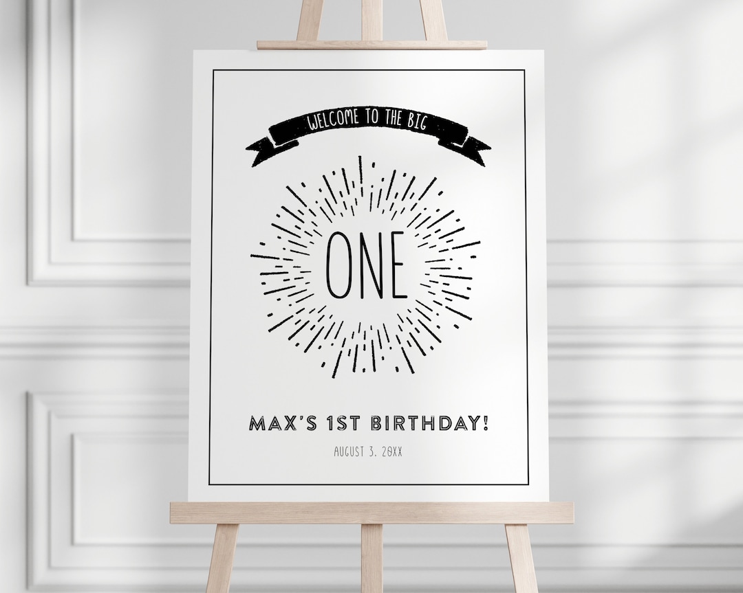 The Big ONE Welcome Sign - First Birthday Party Decor, Minimalist 1st ...