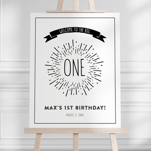 The Big ONE Welcome Sign - First Birthday Party Decor, Minimalist 1st ...