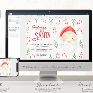 Pictures With Santa Invitation - Kids Party - Meet Santa Event Flyer ...