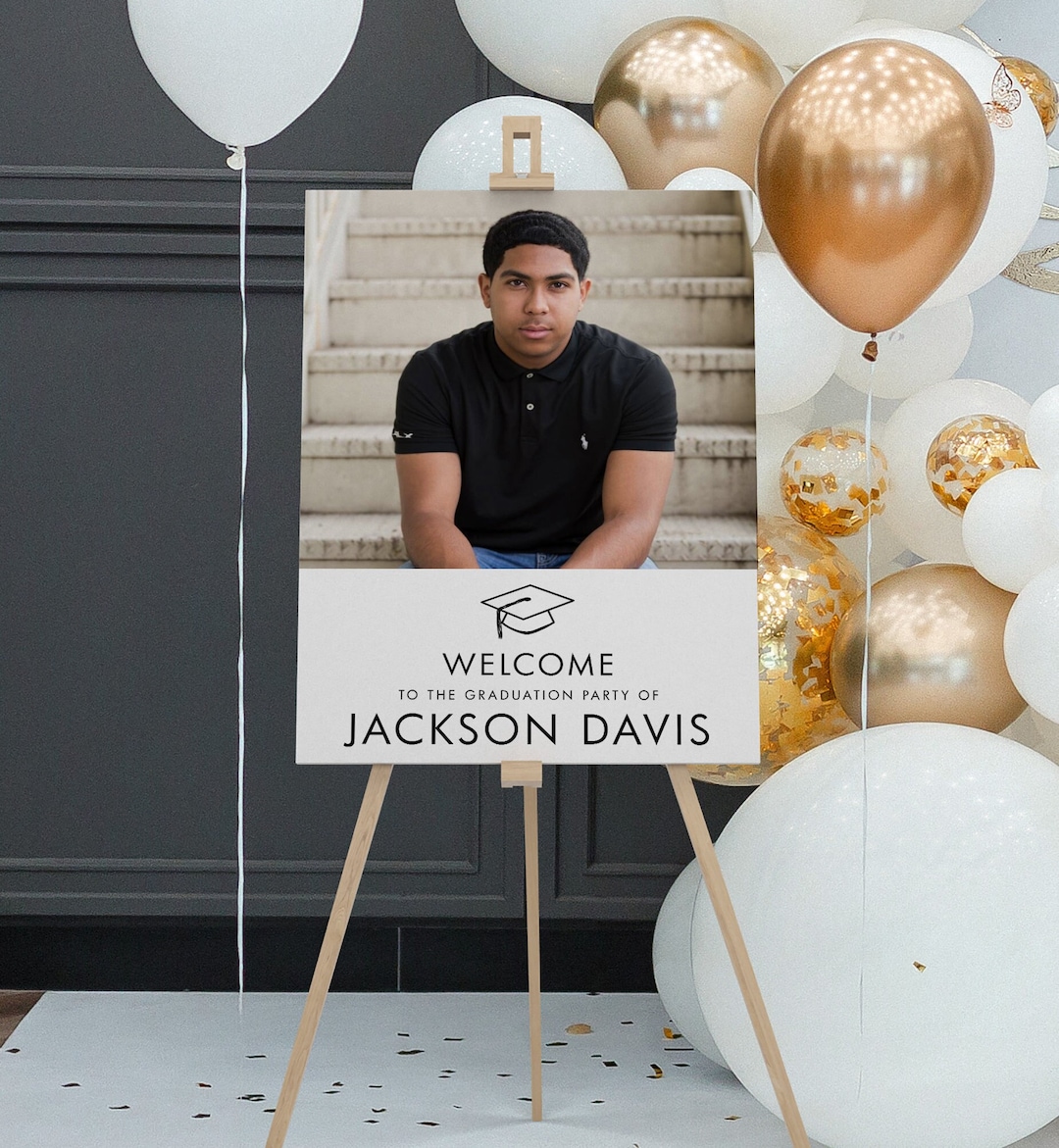Graduation Welcome Sign, Grad Party Photo Sign, Modern Entrance Sign ...