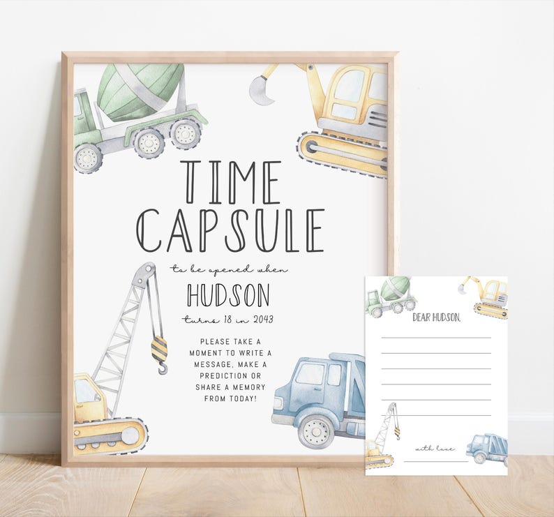 Construction Birthday Time Capsule - Birthday Party Message Wishes ...