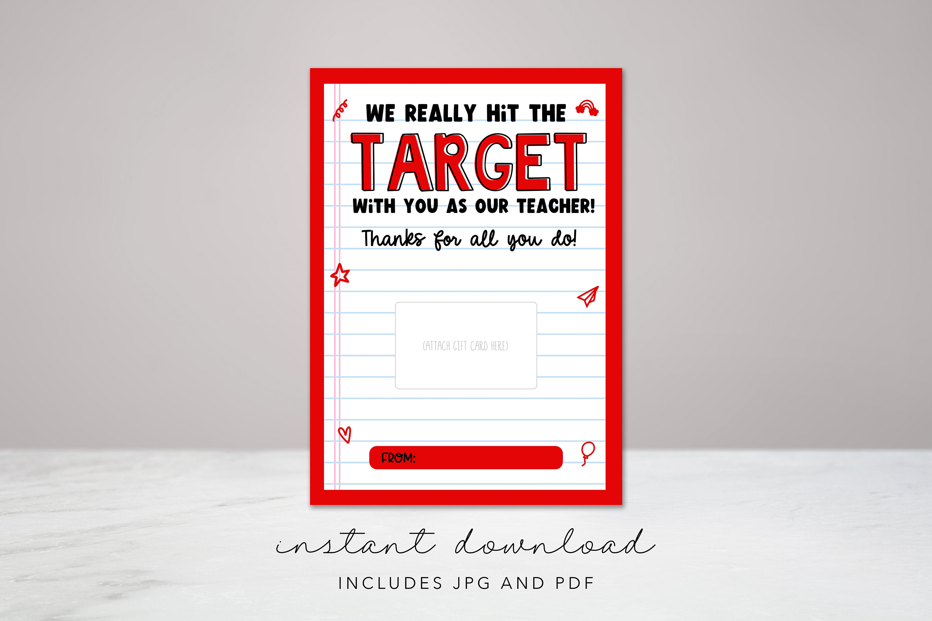 Teacher Target Gift Card Holder - Teacher Appreciation - Teacher Thank ...