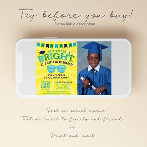 Preschool Graduation Invitation - Boy Kindergarten Graduation - Future ...