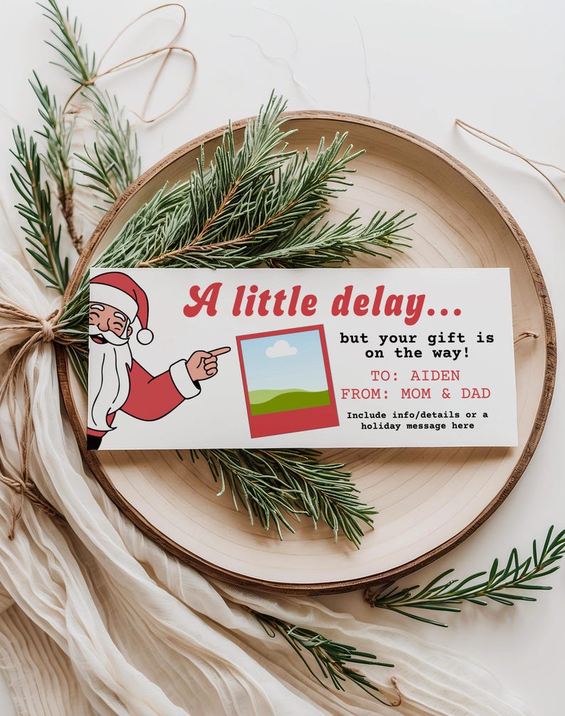 Christmas Gift Delay Certificate, Editable Canva Template, Printable ...