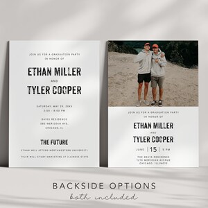 Joint Graduation Party Invitation - Two Person Grad Party Invite - Guy ...