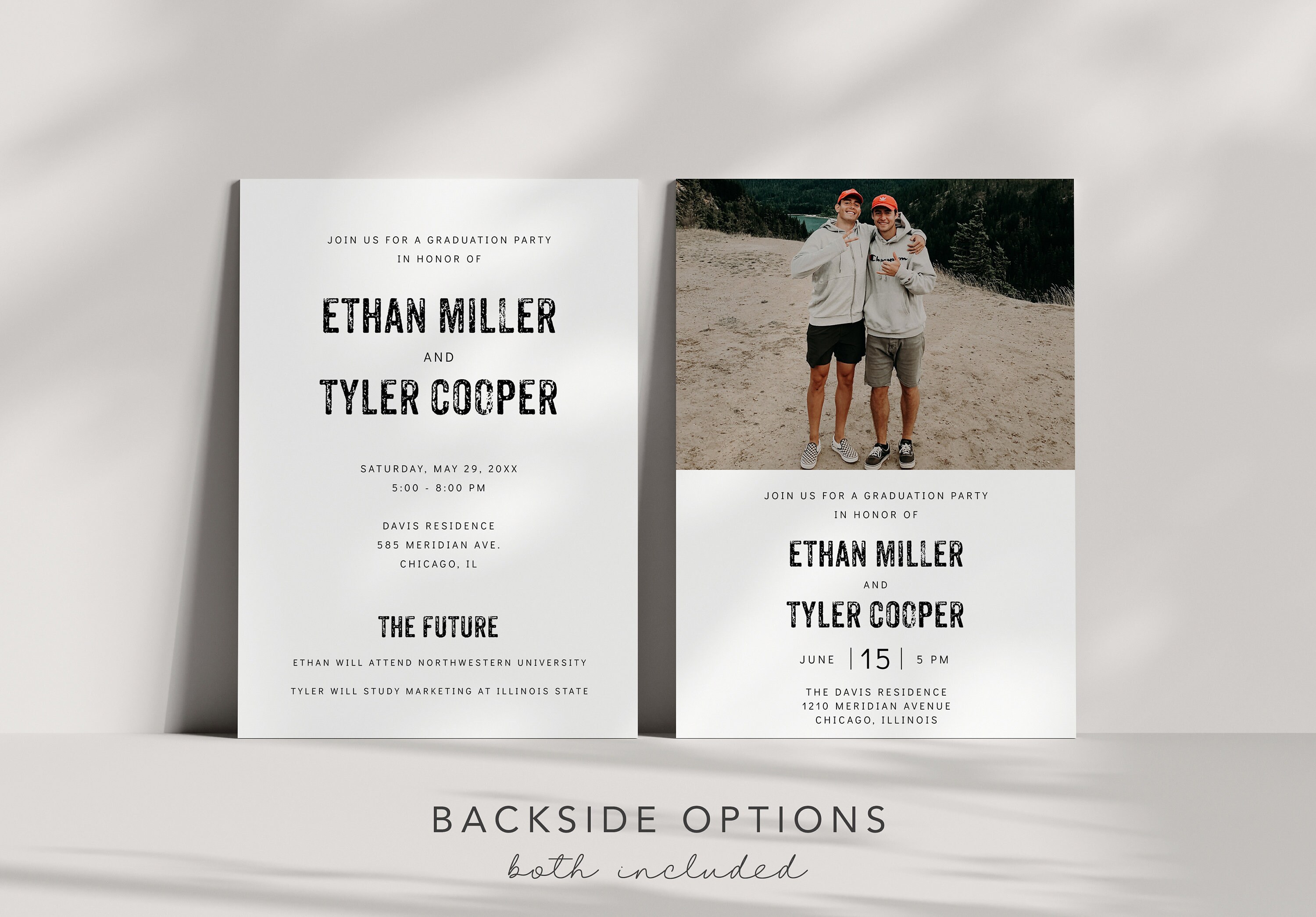 Joint Graduation Party Invitation - Two Person Grad Party Invite - Guy ...