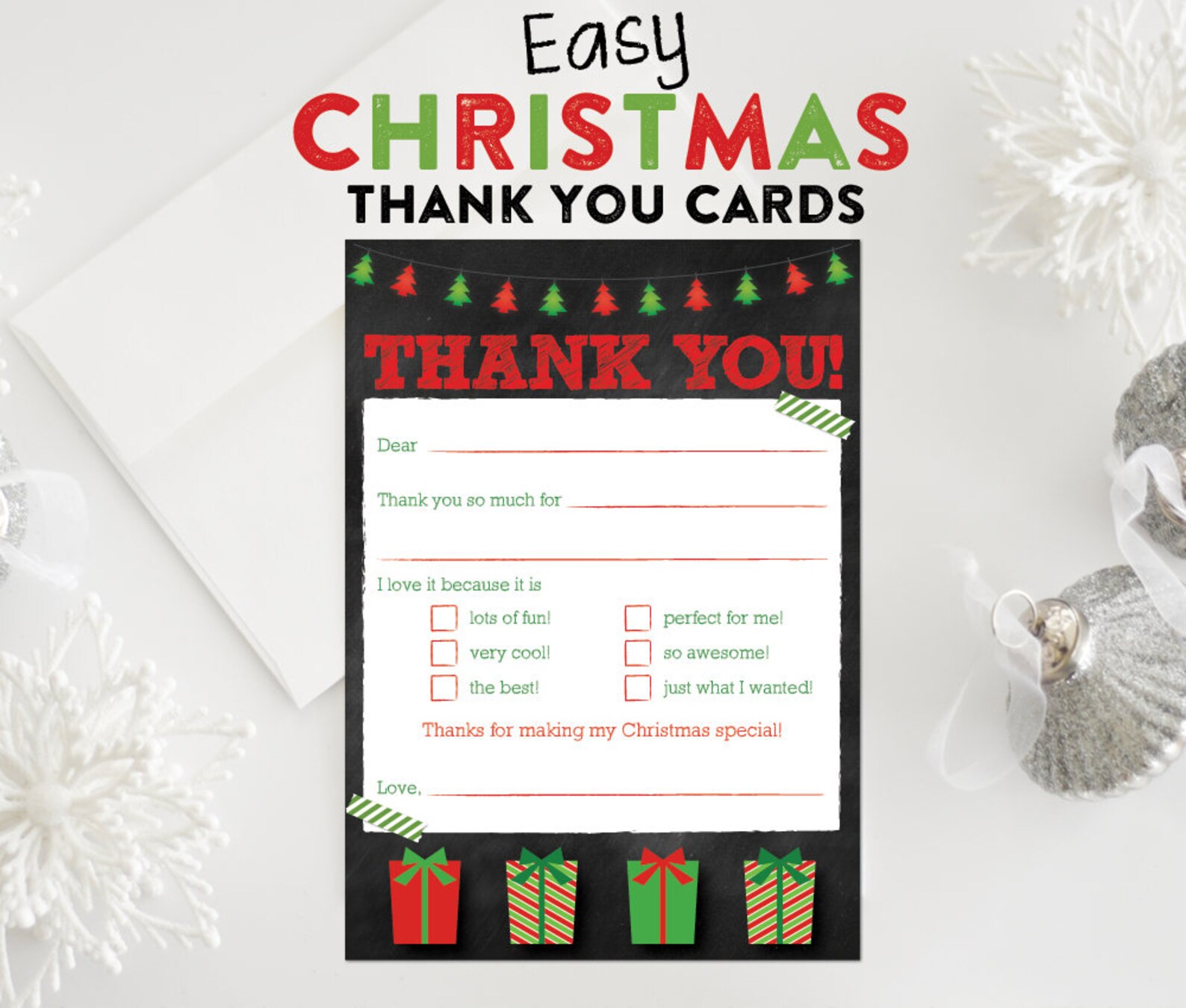 Kids Christmas Thank You Post Card Coloring Page PRINTABLE - Etsy