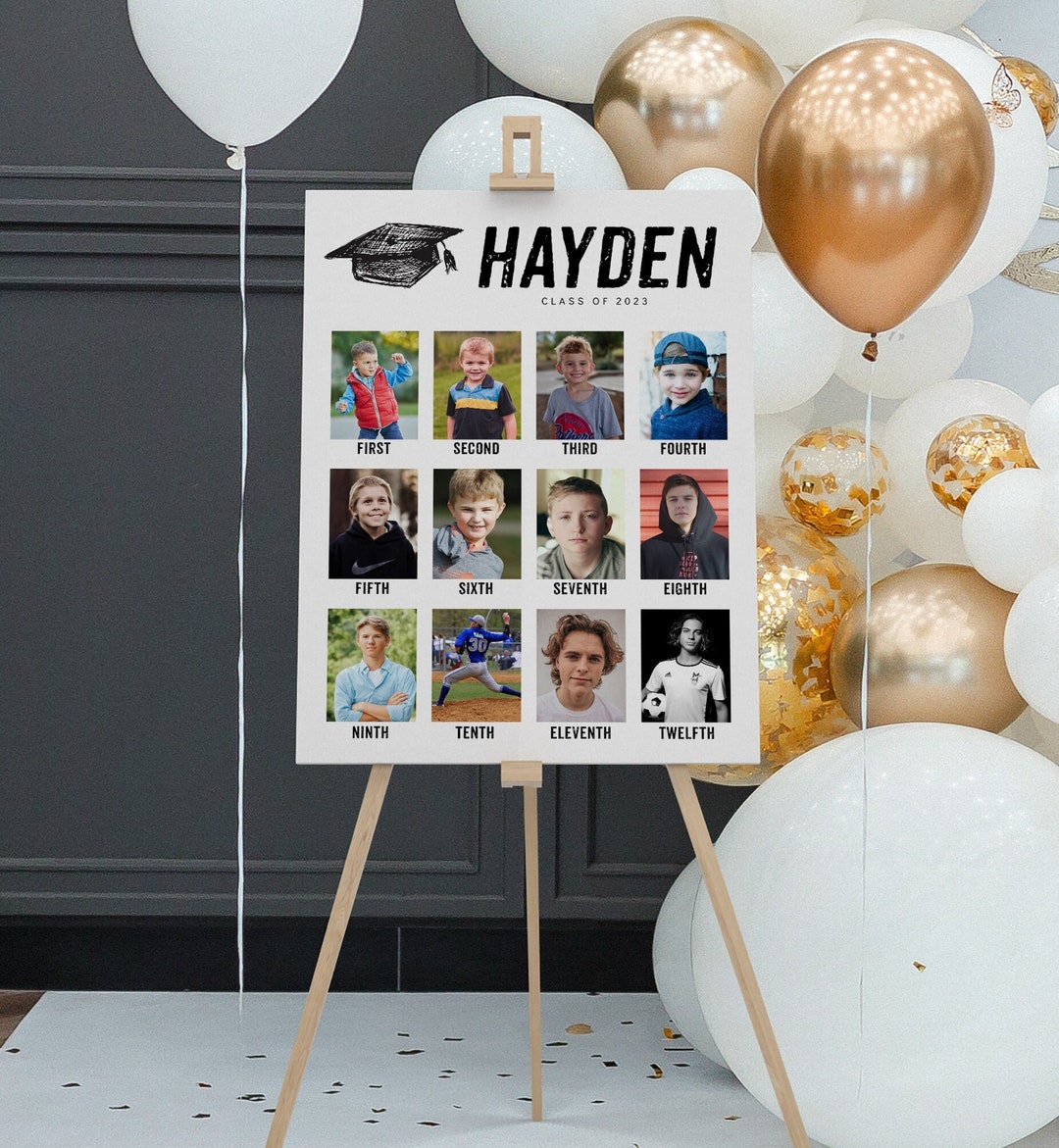 Graduation Photo Template, Through the Years Photo Collage Sign, School ...