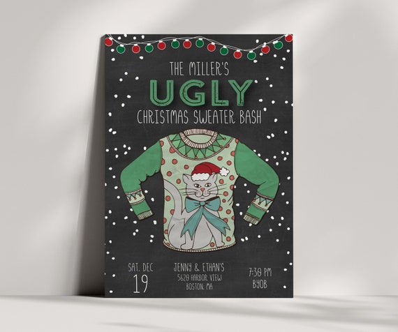 Ugly Sweater Invite - Ugly Christmas Sweater Party Invitation - Ugliest ...