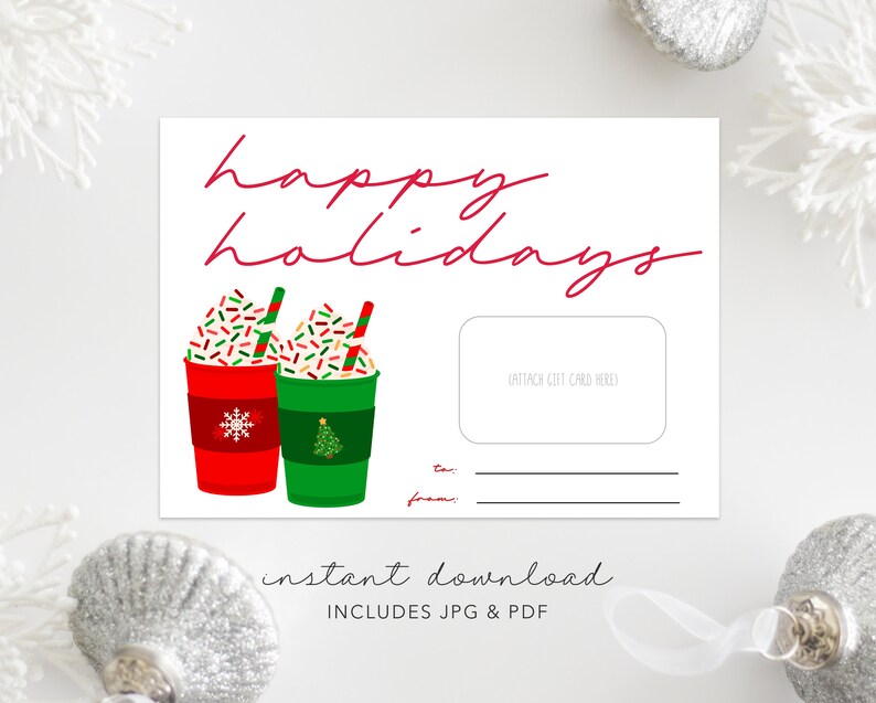 Printable Coffee Gift Card Holder - Happy Holidays - Printable ...