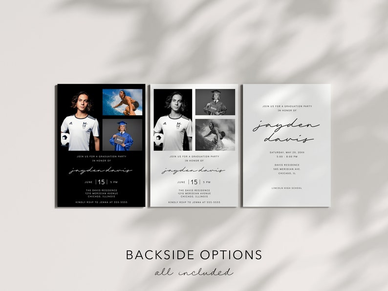 Editable Graduation Invitation - Black and White - Minimalist Grad ...