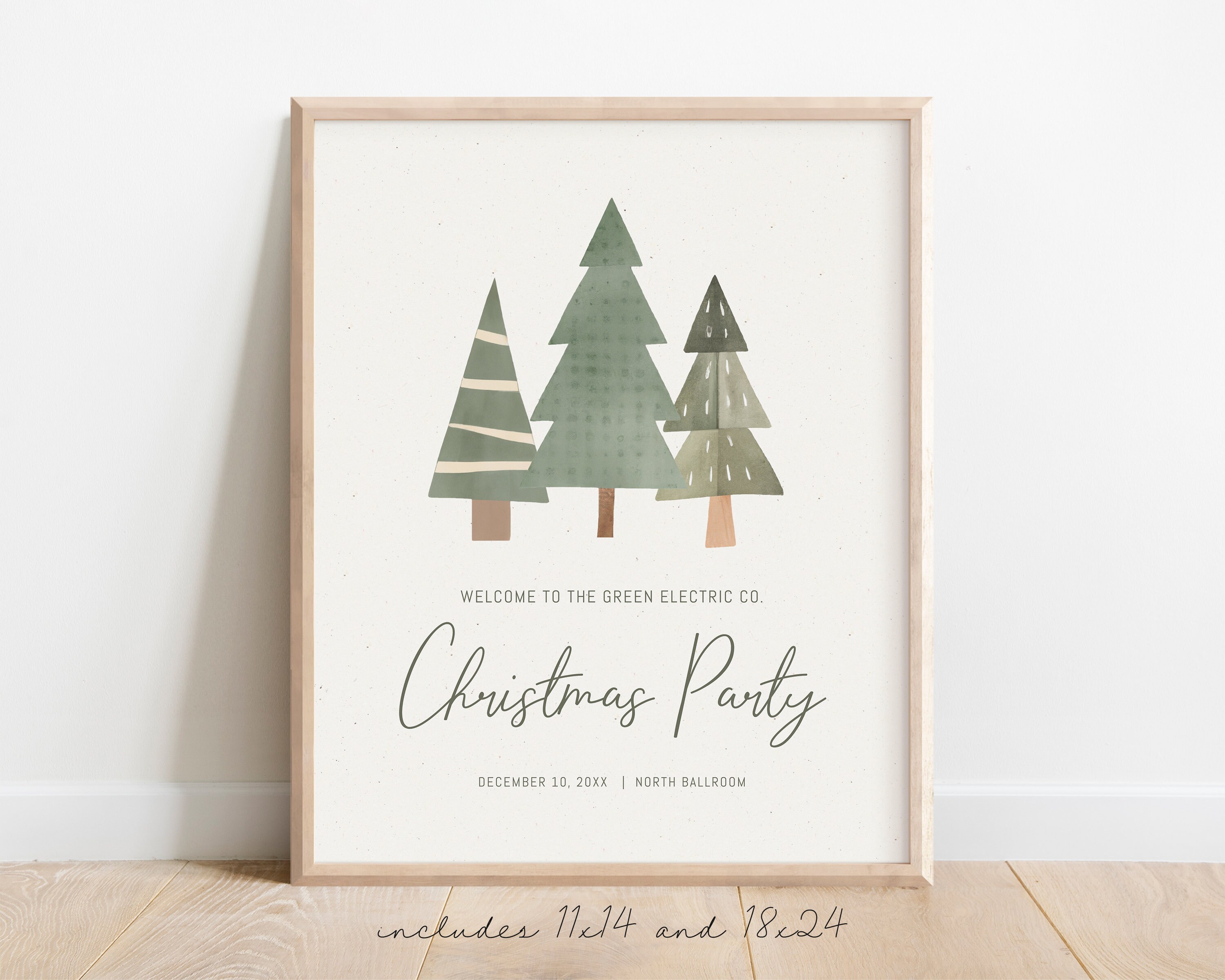 Neutral Christmas Party Sign - Minimalist Holiday Party Welcome Sign ...