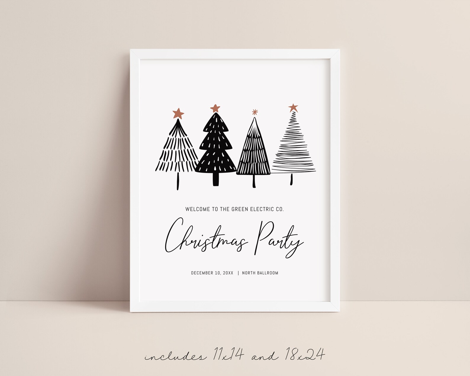 Black and White Christmas Party Sign Minimalist Holiday - Etsy