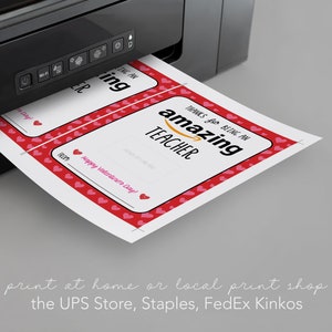 Teacher Valentine's Gift - Amazon Gift Card Holder - Printable ...