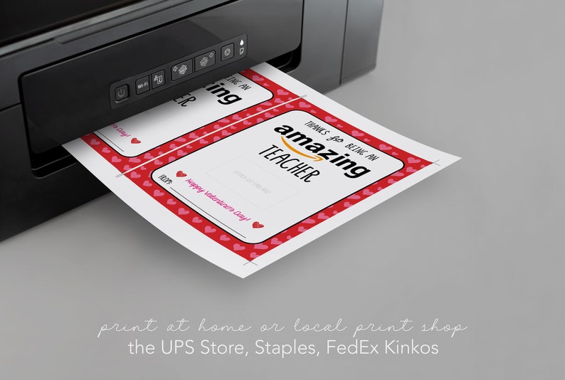 Teacher Valentine's Gift - Amazon Gift Card Holder - Printable ...