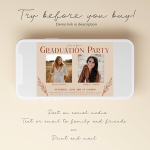 Joint Graduation Party Invitation, Two Person Grad Party Invite ...