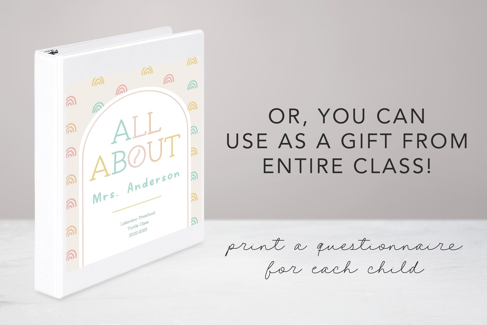 End of Year Preschool Teacher Gift - All About My Teacher Questionnaire ...
