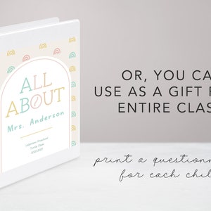 Teacher Appreciation Gift - All About My Teacher - Preschool Teacher ...