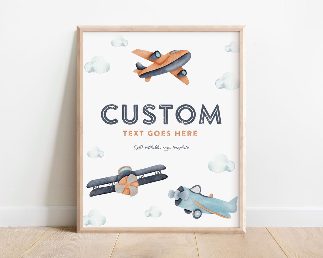 Editable Vintage Airplane Birthday Sign - Airplane Party Sign - 8x10 ...