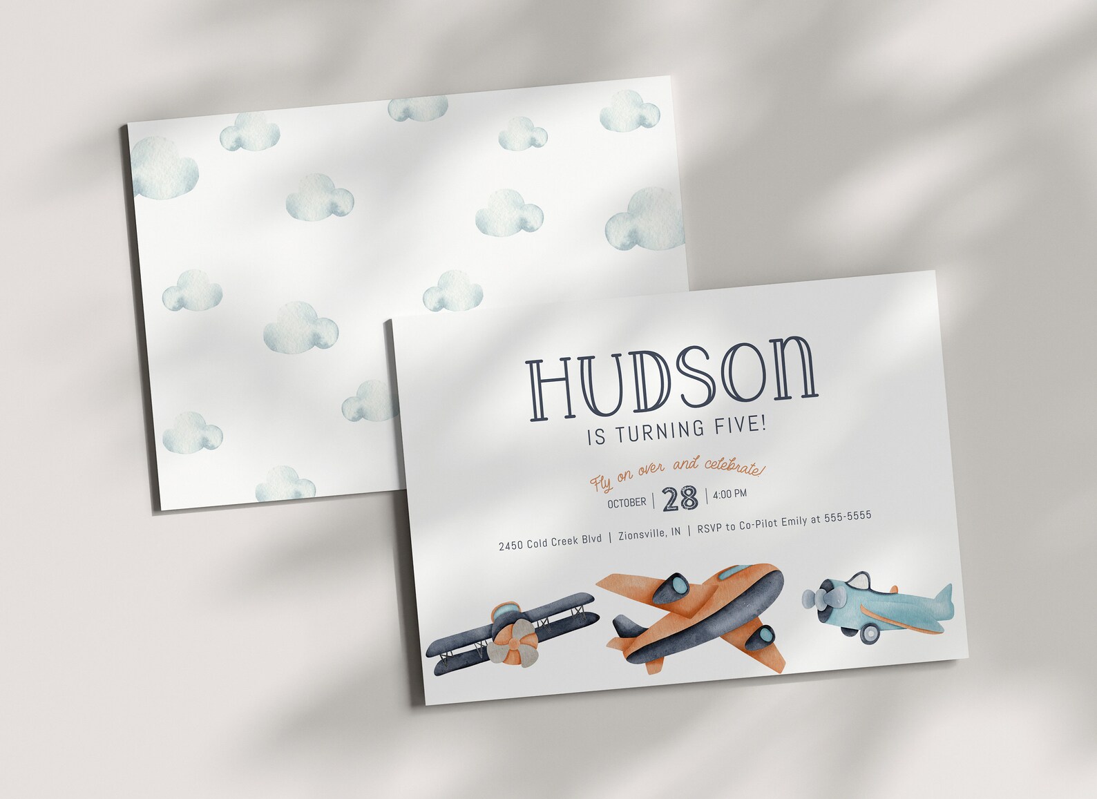 Airplane Birthday Invitation - Vintage, Retro, Fly on Over, Editable ...