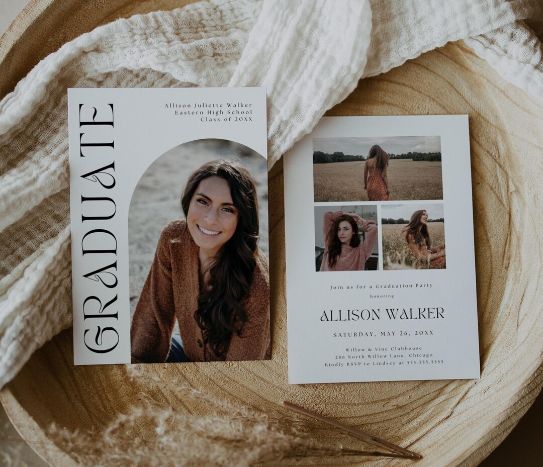Graduation Invitation, Canva Template, Editable Grad Invite, Printable ...