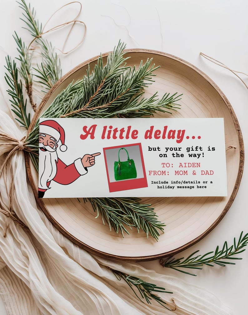 Christmas Gift Delay Certificate, Editable Canva Template, Printable ...