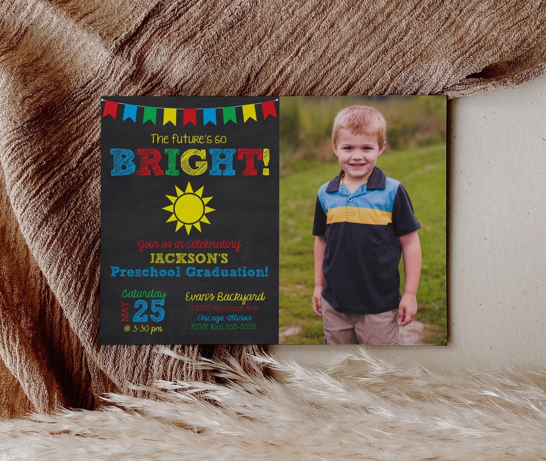 Preschool Graduation Invitation, Kindergarten Graduation Announcement ...