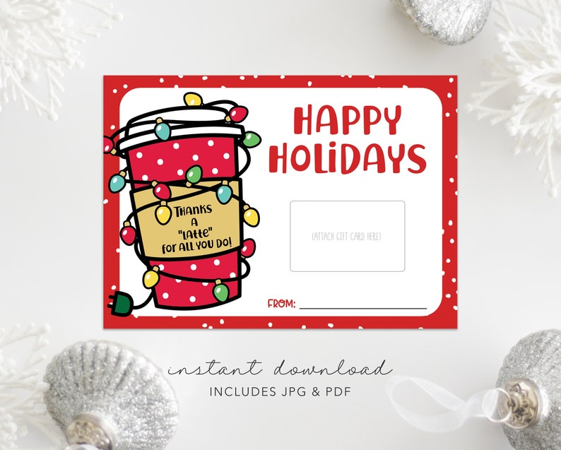 Coffee Gift Card Holder - Happy Holidays - Printable - Christmas ...