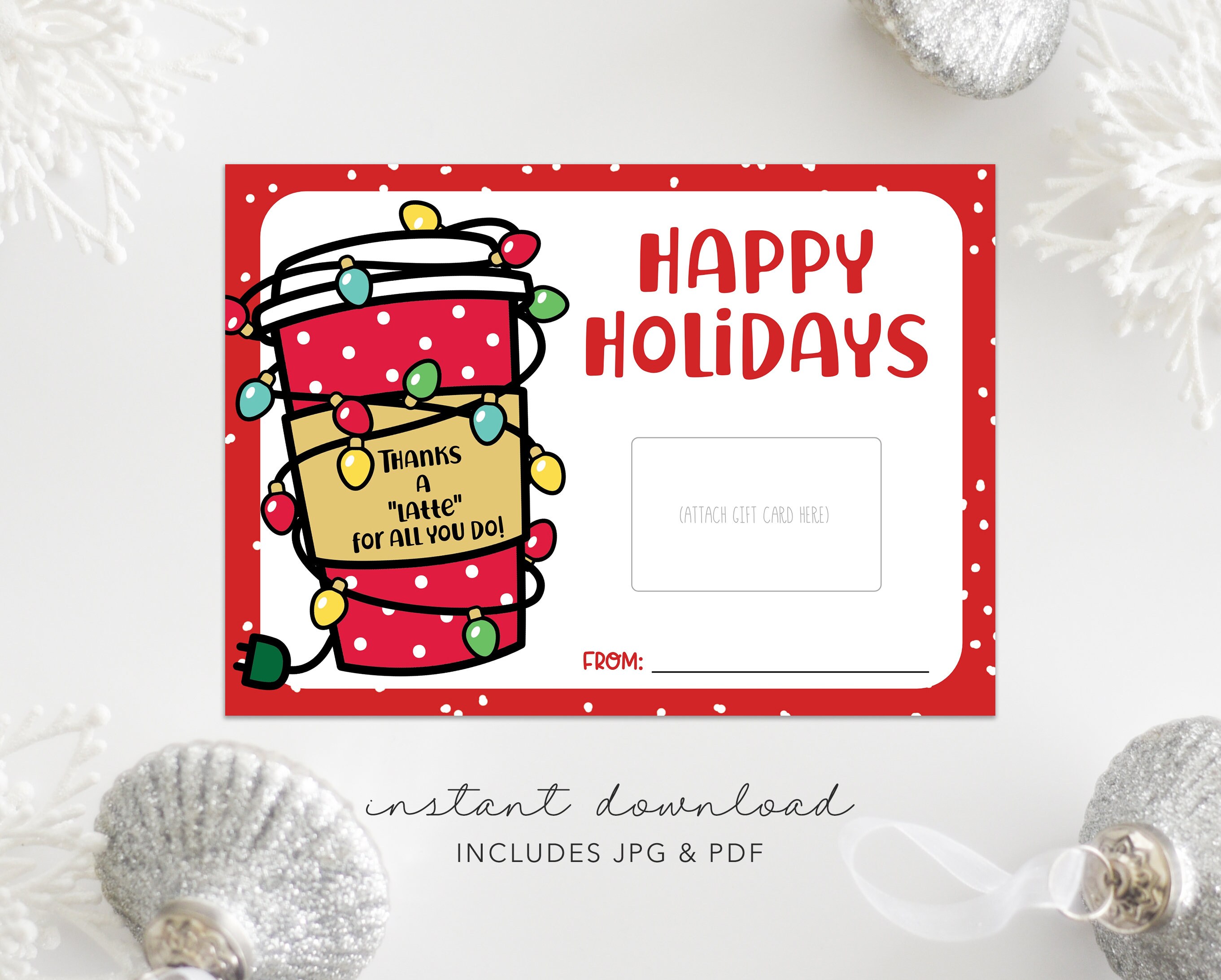 Coffee Gift Card Holder - Happy Holidays - Printable - Christmas ...