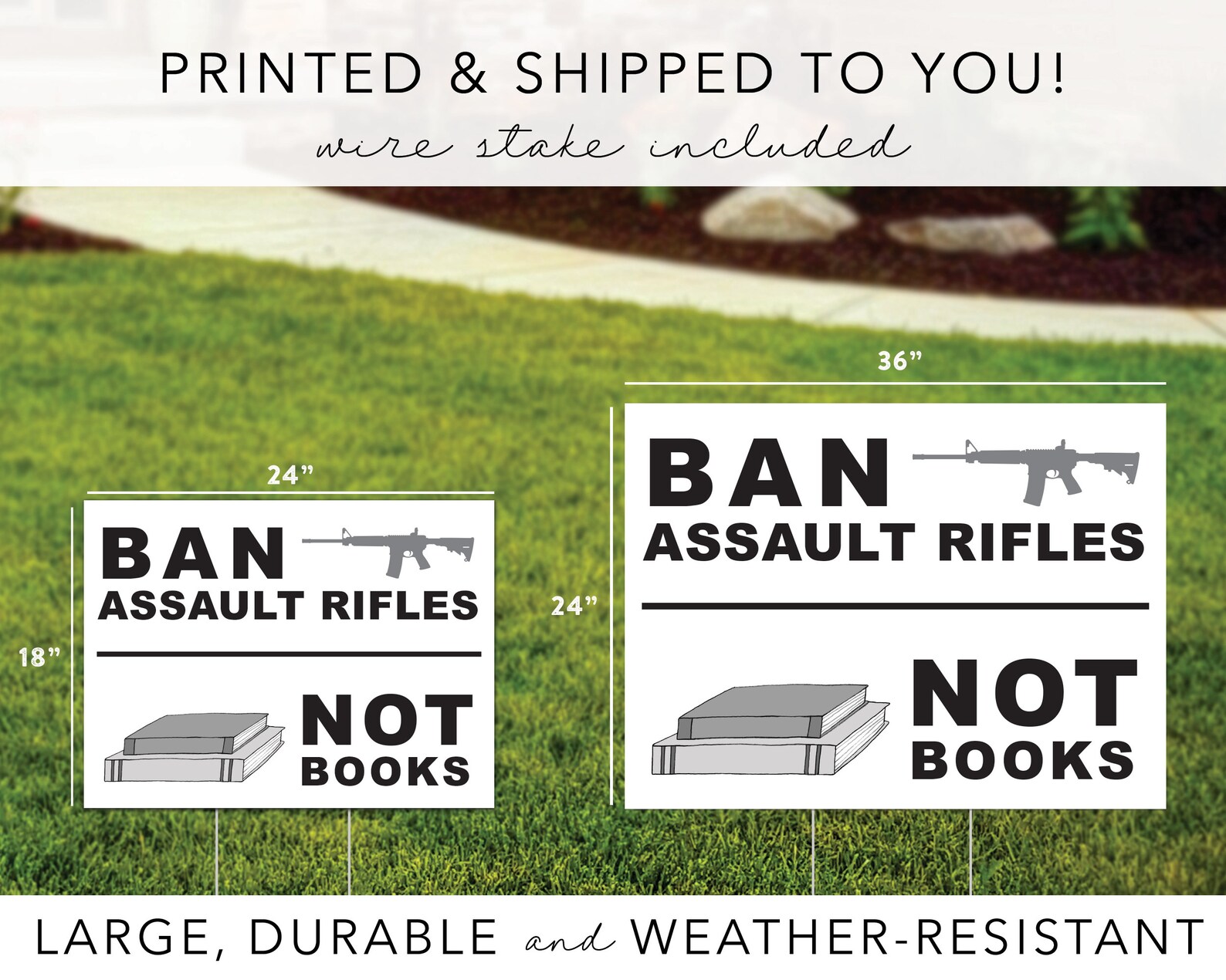Ban Assault Rifles Not Books Yard Sign, Gun Control Protest Sign, Gun ...