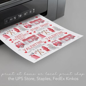 Firetruck Valentine Cards - PRINTABLE - Firefighter - Fireman - Fire ...