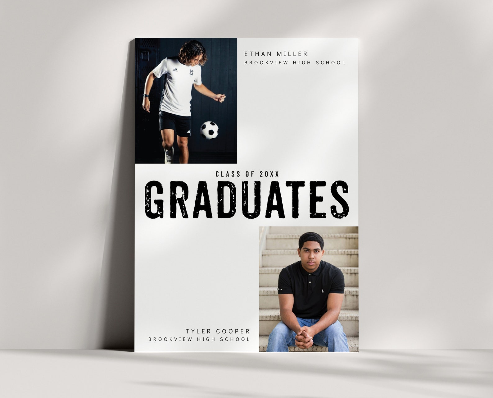 Joint Graduation Party Invitation - Two Person Grad Party Invite - Guy ...