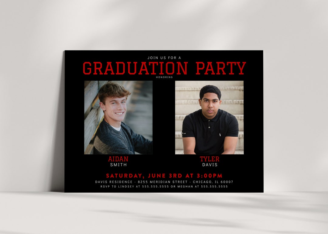 Joint Graduation Party Invitation - Two Person Grad Party Invite ...