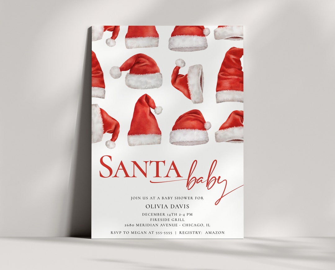 Santa Baby Invitation - Christmas Baby Shower - Holiday Gender Reveal ...