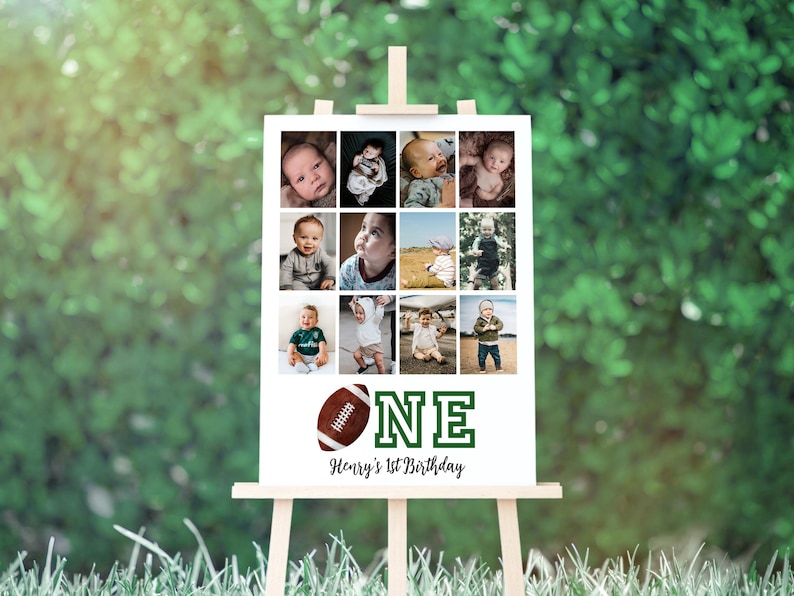 First Down Birthday Photo Board, 12 Month Picture Display, 1st Birthday ...