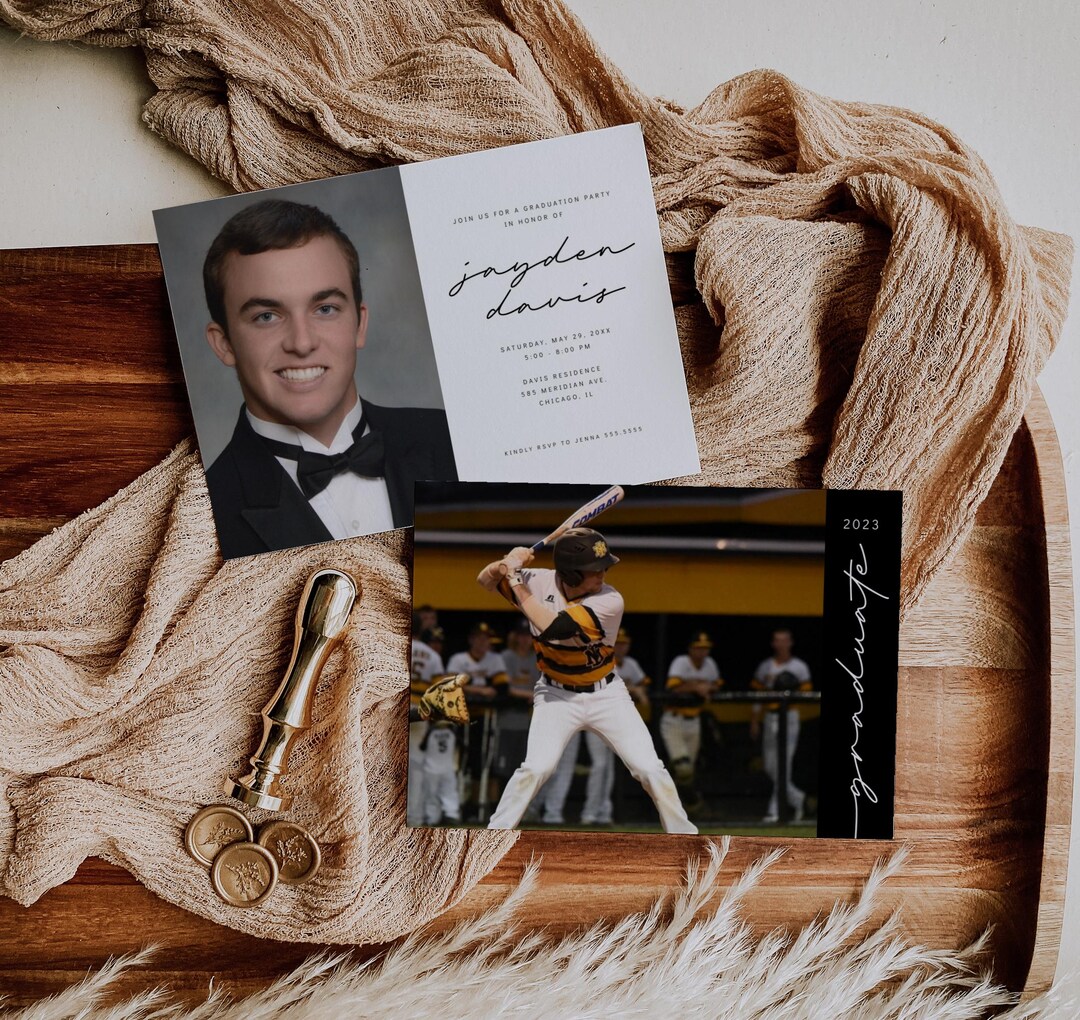 Baseball Graduation Invitation - ANY COLOR - Class of 2025 - Grad ...