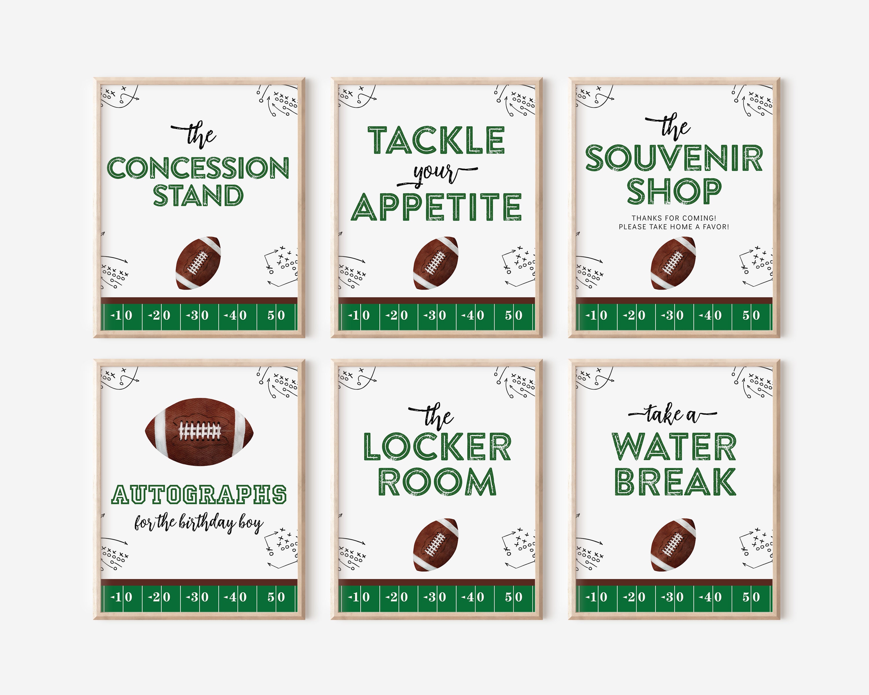Football Party Signs - Set of 6 Football Birthday Signs - First Year ...