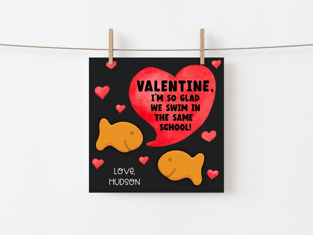 Goldfish Valentine - Editable Template - Printable Valentine Tag ...