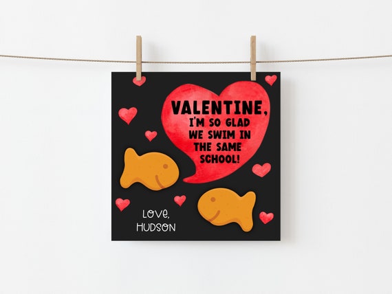 Goldfish Valentine - Editable Template - Printable Valentine Tag ...