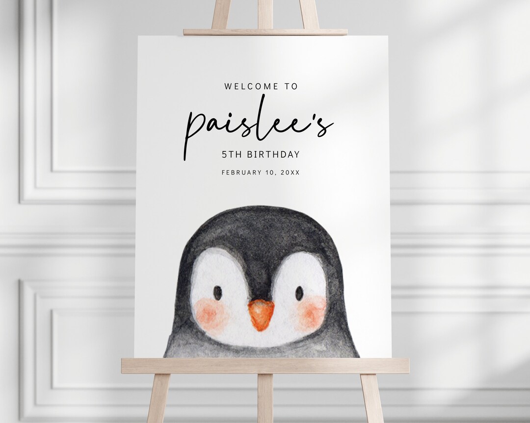 Penguin Party Sign - Penguin Birthday - Arctic Animal - Winter Baby ...