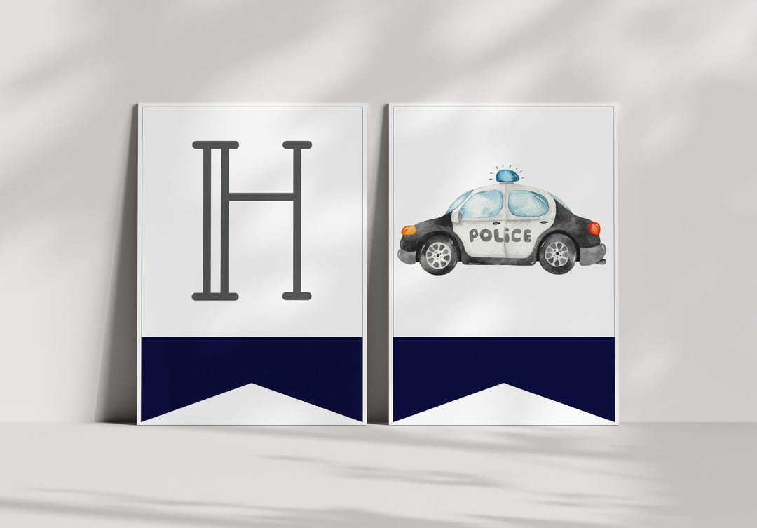 Police Party Birthday Banner - Policeman Flag Banner - Police Car ...